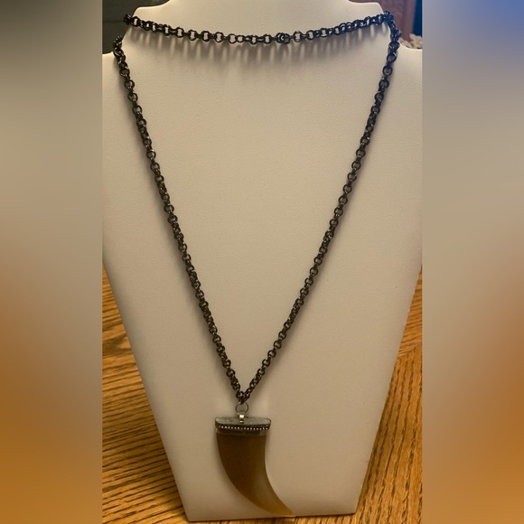 Jewelry | Unique Black Chain With Jade Serpentine Pendant 4 Inch Chain ...